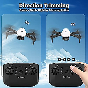 Mini Drones with 2 Cameras HD 720P WIFI FPV idea10 Drone for Beginner Adults RC Quadcopter with Optical Flow Positioning Altitude Hold 360° Flip 2 Batteries