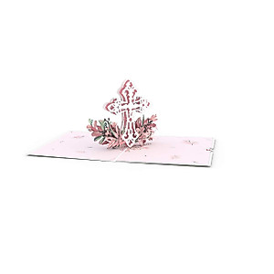 Lovepop Easter Pink Floral Cross 3-D Pop-Up Greeting Card
