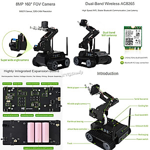 JETANK AI Kit for Jetson Nano Developer Kit (B01) to Build Smart AI Tracked Mobile Vision Robot with IMX219 Camera Sensor Dual-Band Wireless WiFi Bluetooth Monitor Motion Color Detection @XYGStudy