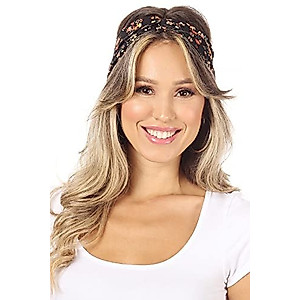 SWEETKIE Twist Front Headbands - Cute Head Wraps Perfect for Yoga, Workouts, Daywear, Happy Hour - Fashion Accessory for Women, Girls, Teens - 4 Floral Patterns