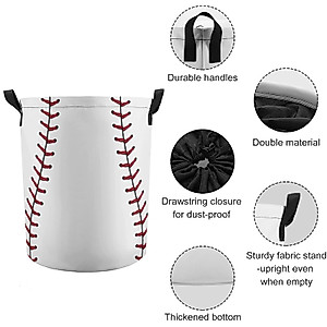 MEIKKO Baseball Hamper Laundry Basket Waterproof Collapsible with Drawstring Dirty Clothes Storage Bag for Bathroom Dorm Toy Organizer