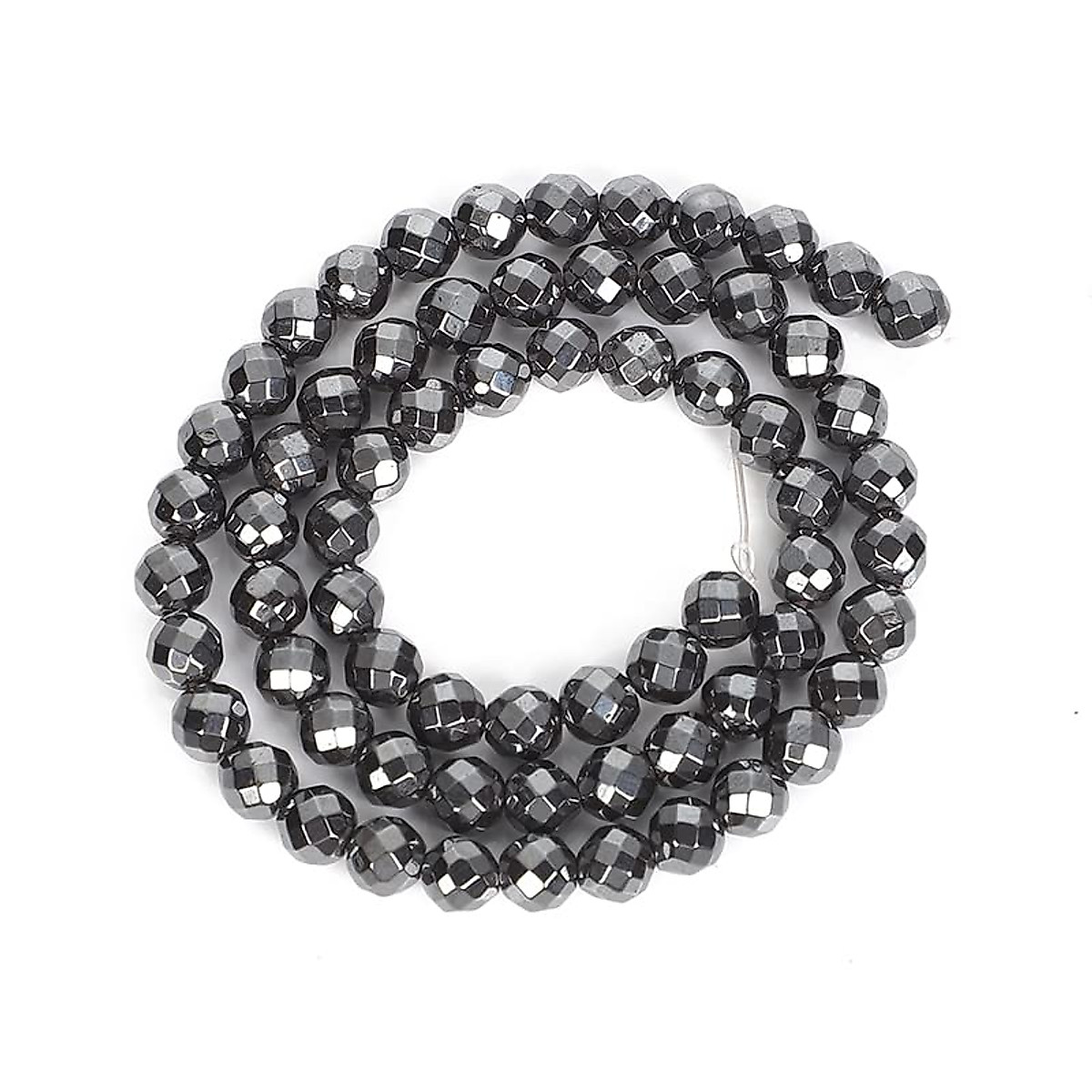 NHBT YU Natural Stone Beads Cut Angle Black Hematite Round Loose Beads for Jewelry Making Needlework Bracelet DIY 2-12 MM T87 (Color : H8466, Item Diameter : 4mm About 100 pcs)