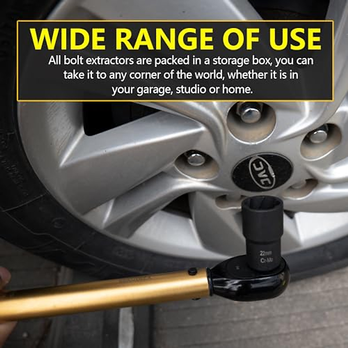 TOPEC Bolt Extractor Set, 10 Piece Lug Nut Remover Socket Tool, 1/2" Drive Impact Wheel Lock Removal Kit for Removing Damaged, Dead, Rusted, Rounded-Off Bolts, Lug Nuts & Screws