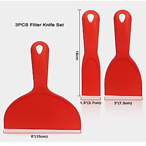 Plastic Putty Knife Set Spealloy Multipurpose Plastic Scraper Spackle Filling Knife Tools, 3-Pack