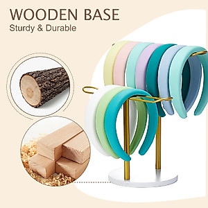 MoyRetty Headband Holder Organizer, 2-Tier Metal Hair Hoop Display Stand Headband Organizer Storage Hair Ropes Accessories Bracelets Bangles Bedroom College Dorm Decor for Girls Women, Gold