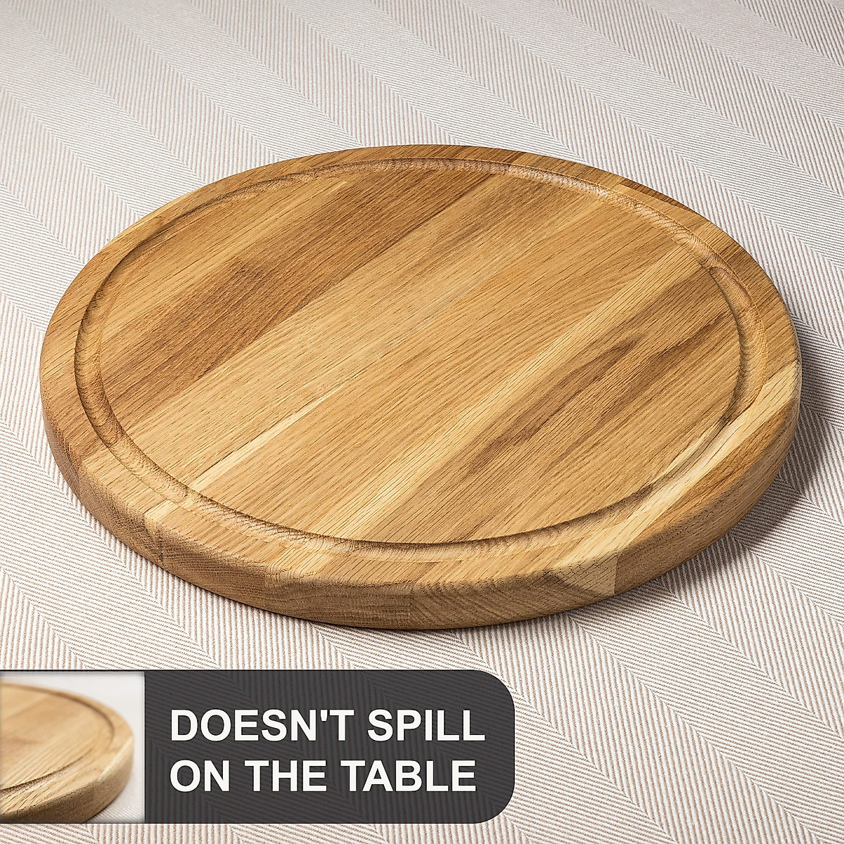 Round Cutting Board 11" - Wood Cutting Board - Oak Cutting Board - Real Wood Cutting Board - Chopping Board for Kitchen - Edge Grain Oak Wood Board