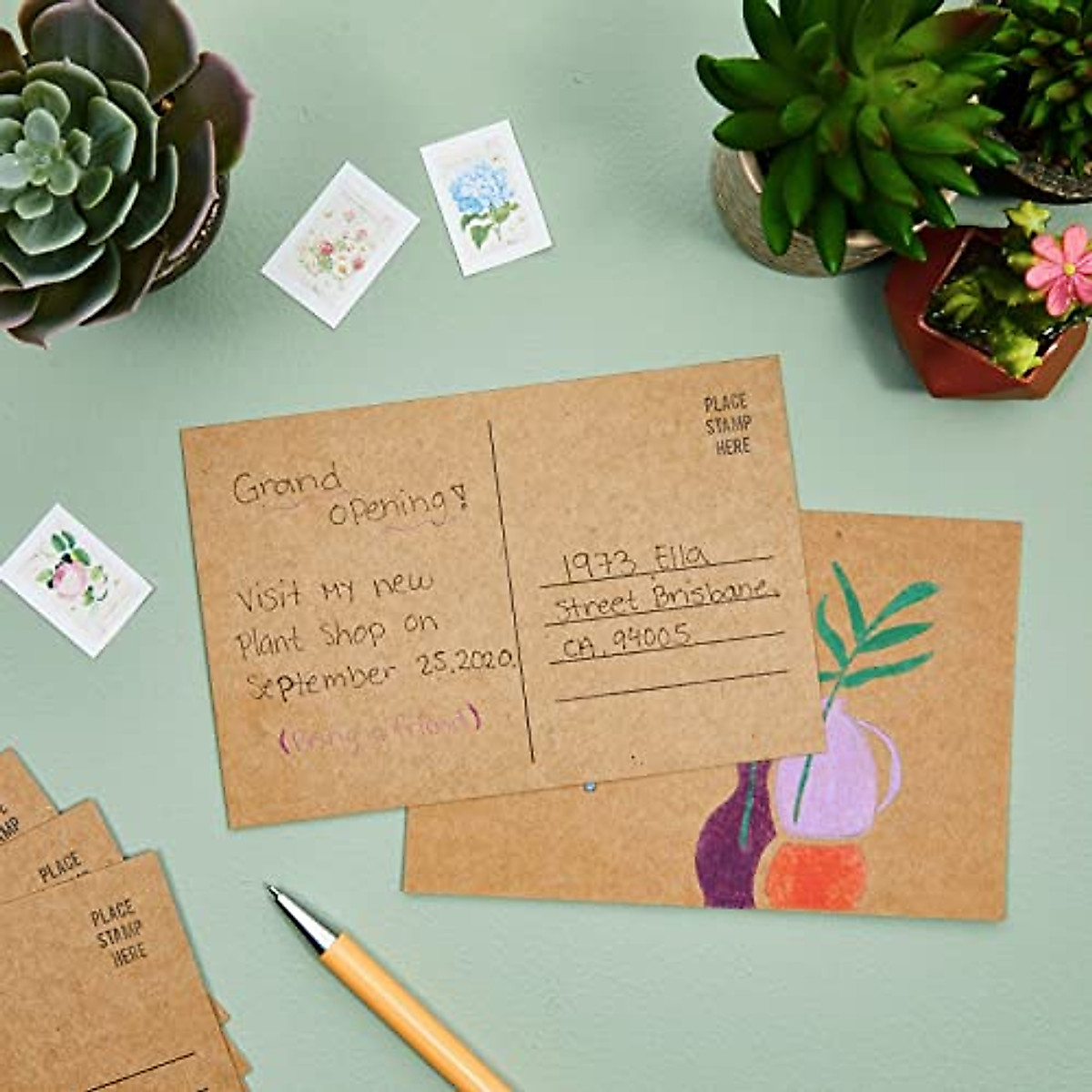 Sustainable Greetings 100 Pack Bulk Kraft Paper Blank Postcards for Mailing, Wedding, DIY Arts and Crafts, 350gsm (4 x 6 In)