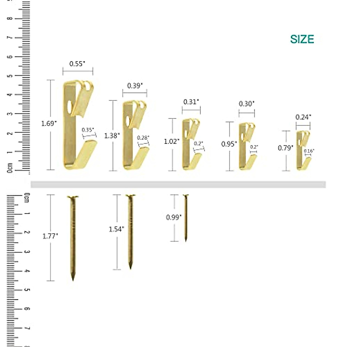 Picture Hanging Kit ， 10-100lbs Heavy Duty Picture Hangers ，140pcs Golden Picture Hanging Hooks，Picture Hooks Hardware for Picture Frame, Painting，Portraits , Mirror