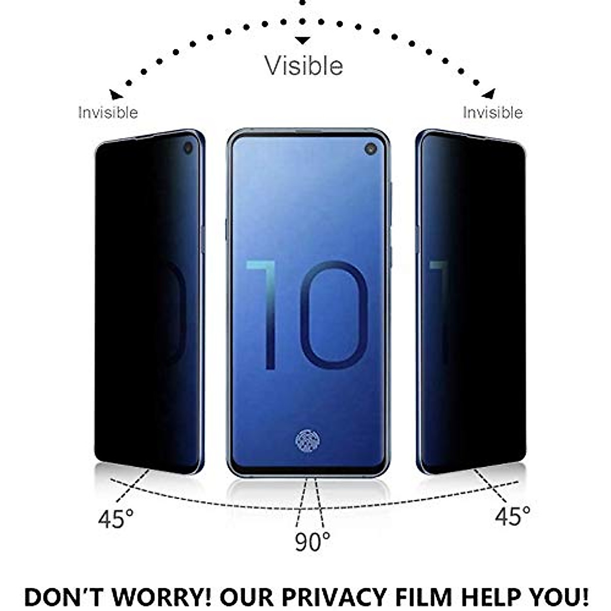 Galaxy S10 Privacy Screen Protector, SUKER [Anti-spy] [9H Hardenss] [3D Curved] [Case Friendly] Tempered Glass Screen Protector for Samsung Galaxy S10 6.1 inch (2 Pack)