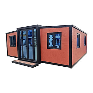 Feekercn 19x20ft Prefabricated Tiny Home,Expandable MobilePrefab House with Bathroom for Adults to Live,Portable Container Home for Hotel,Booth,Office,Guard House,Shop,Villa,Warehouse,Workshop