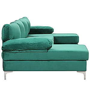 Casa Andrea Milano Modern Large Velvet Fabric U-Shape Sectional Sofa, Double Extra Wide Chaise Lounge Couch