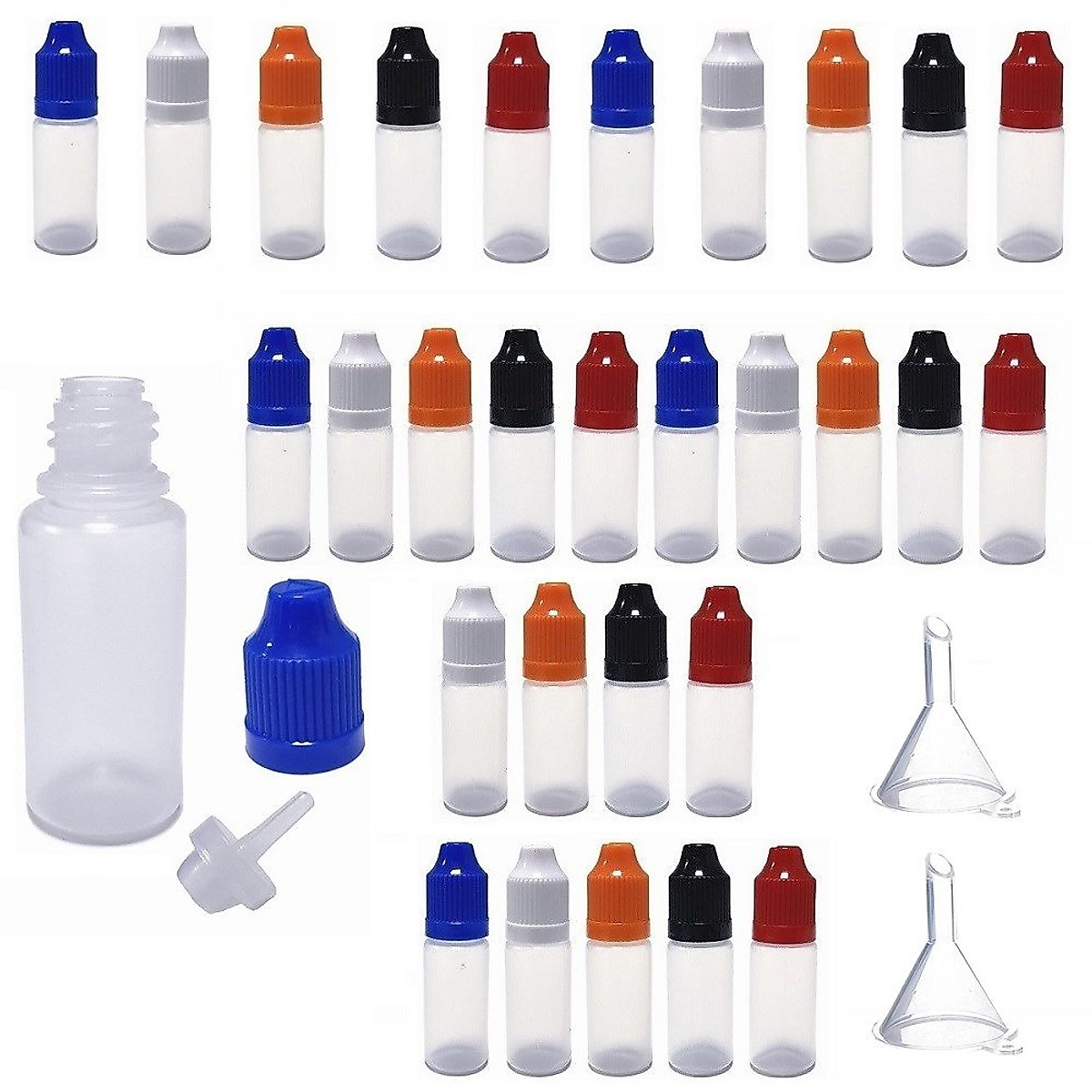 JOYWENG (30 Pack, 10ml) LDPE Dropper Bottle Funnel Eliquid Applicator Squeeze Dropping Bottle with Thin Tip