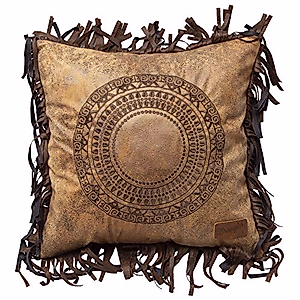 Carstens, Inc. Circle of Life Faux Leather 18x18 Throw Pillow, Brown