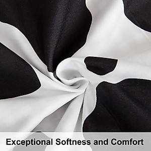 NTBAY Microfiber Queen Duvet Cover Set, 3 Pieces Ultra Soft Cow Printed Comforter Cover Set with Zipper Closure and Corner Ties, Black and White