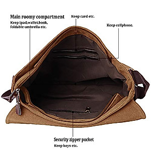 Vintage Canvas Satchel Messenger Bag for Men Women,Travel Shoulder bag 13.5" Laptop Bags Bookbag (Coffee)