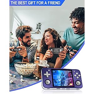 RG351P Handheld Game Console, Retro Game Console Open Linux System 3.5 Inch IPS Screen, Portable Game Console with 64G TF Card and 2500+ Video Game Classic Games 3500mAh Battery (Purple)