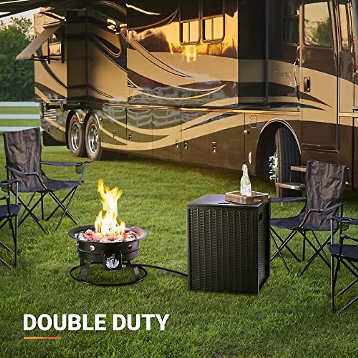 EMBRANGE Propane Metal Tank Cover Table for Gas Fire Pits, Hides Any ...