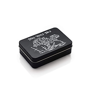 Dice Tin and Polishing Cloth / Dice Mat for Metal Polyhedral DND Dice Set (Dire Wolf), Gift Case for Role Playing RPG Like Dungeons and Dragons D&D, Pathfinder, Magic The Gathering MTG Games Sets