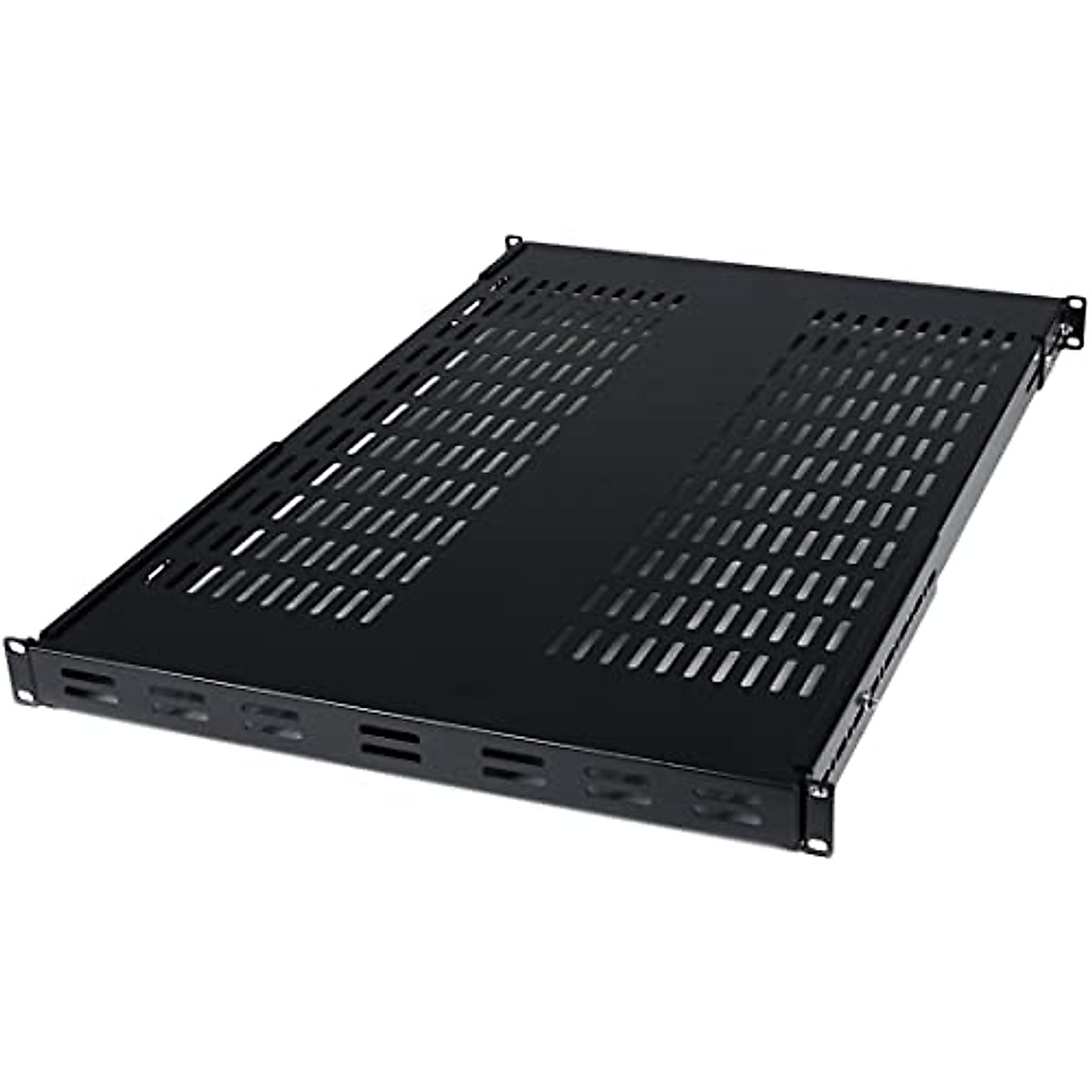 StarTech.com 1U Adjustable Vented Server Rack Mount Shelf - 175lbs - 19.5 to 38in Adjustable Mounting Depth Universal Tray for 19" AV/ Network Equipment Rack - 27.5in Deep , TAA (ADJSHELF)