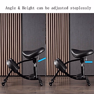 Kneeling Chair with Wheels, Ergonomic Balance Chair for Home and Office，Adjustable Saddle Chair to Improve Your Posture,Comfortable Knees and Footrest,Black,SSS-1459-M