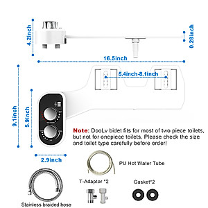 Hot and Cold Bidet Attachment for Toilet, Ultra-Slim Bidet Attachment Warm Water, Non-Electric Adjustable Pressure Self Cleaning Sprayer Nozzle Control for Posterior, Feminine Wash, Easy to Install