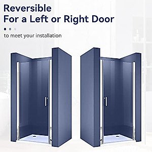 ELEGANT 32 in. W x 72 in. H Pivot Swing Shower Door, 1/4 in.Clear Glass Frameless Shower Door, Chrome Finish