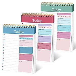 EOOUT To Do List Notepad, 3 Pack, Daily Planner Notepad, Fitness Journal Workout Planner Notepad, 52 Sheets Mix Color Tear Off, 5.2 x 7.9 Inches Planning Notebook, Classroom Office Gifts