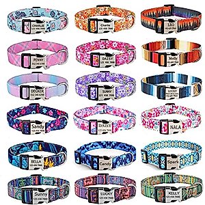 YLrank Personalized Dog Collars - Floral Custom Dog Collar with Engraved ID Name and Phone Number - Customized Dog Collars for Puppy Small Medium Large X-Large Boy Girl Dogs (Pack of 1)
