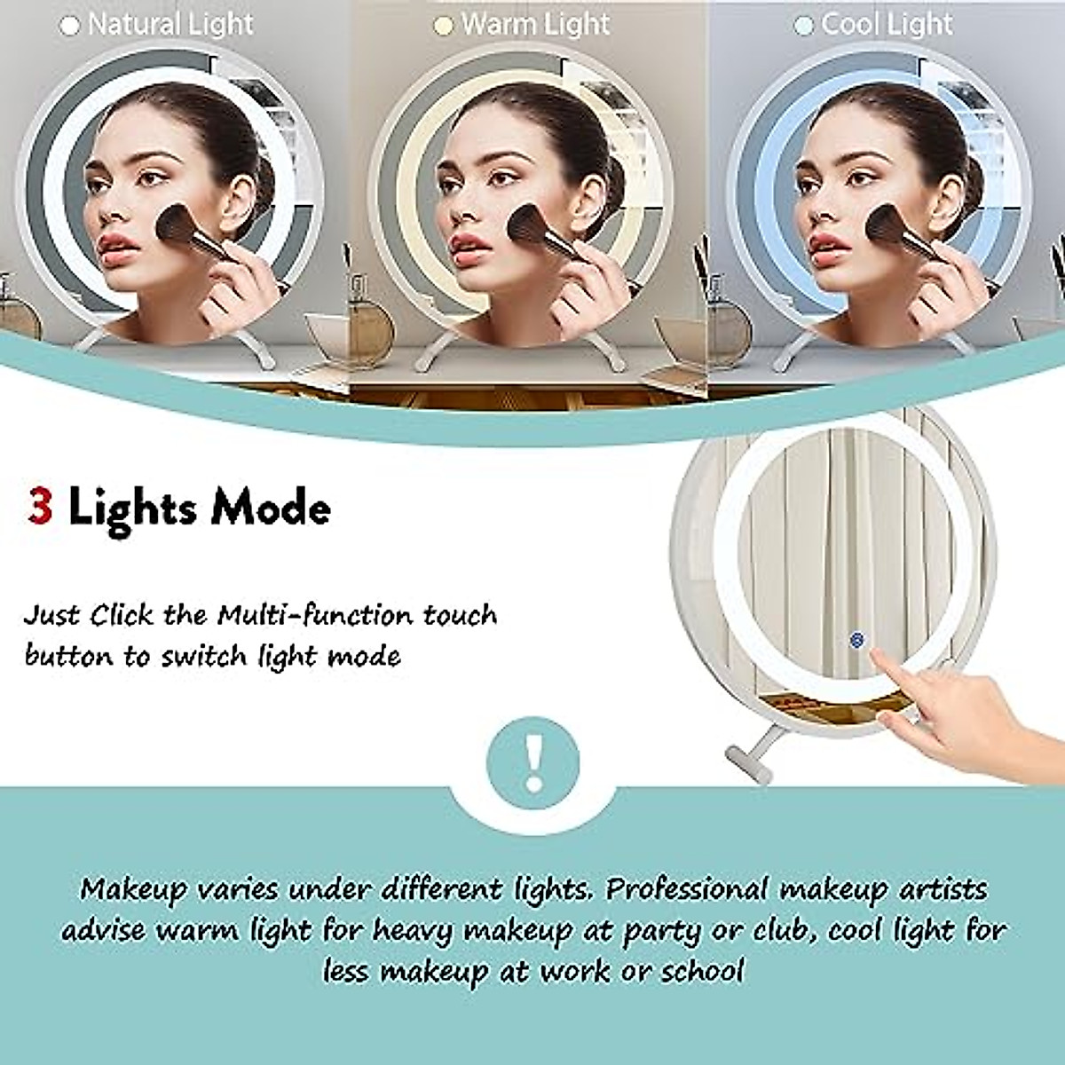 FAMAPY Armoire Wardrobe with Vanity Desk and Lighted Mirror, Armoire with Hanging Rod, Drawers & Shelves, Glass Tabletop, Armoire Closet for Bedroom White (47.2”W x 19.1”D x 70.8”H)