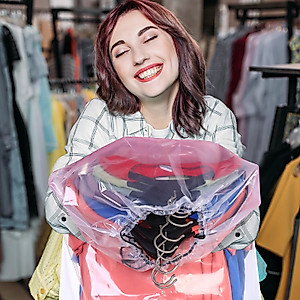 Huhumy 24 Pcs Heavy Duty Garment Moving Bags 24'' x 40'' Large Moving Bags to Transport Clothes Without Folding, Water Resistant, Ideal for Outerwear Jackets Shirts Drawstring Garment Storage Bags