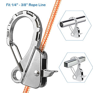 JYINCPED Stainless Steel Boat Fender Clips Quick Release Clips Boat Bumper Buoy Holders for Rail, Clamp on 3/8" – 5/8" Rope for Fastening Fender Lines, Ideal for Docking