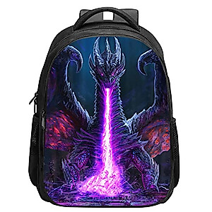 SARA NELL Kids Cool Purple Dragon School Backpack for Boys Girls, Durable Bookbag with 2 Main Compartment, Side Pockets, Kindergarten Elementary Backpack, 15.7 Inches