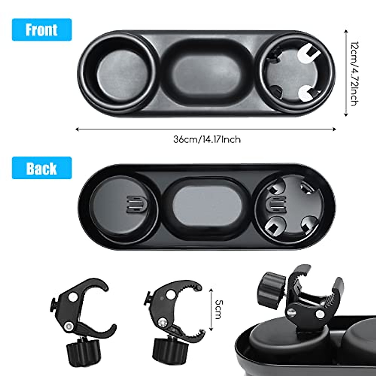 Kqiang Universal Stroller Snack Tray with Cup Holder Stroller Snack Tray Attachment with Removable Non-Slip Grip Clip for Stroller Bar Multifunction Stroller Organizer
