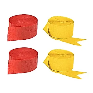 Red and Gold Yellow Crepe Paper Streamers (2 Rolls Each Color) USA-Made