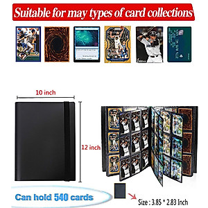 9 Pocket Trading Card Binder Holder, Card collection binder, Sports Cards Binder Sleeves for TCG, MTG, Yugioh, Trading card storage protection - 30 pages - Put up to 540 Cards (Black)
