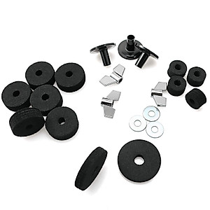 Longdex 21PCS Cymbal Replacement Accessories Cymbal Felt Pads Hi-Hat Clutch Felt Hi Hat Cup Felt Cymbal Sleeves with Base Wing Nuts and Washers