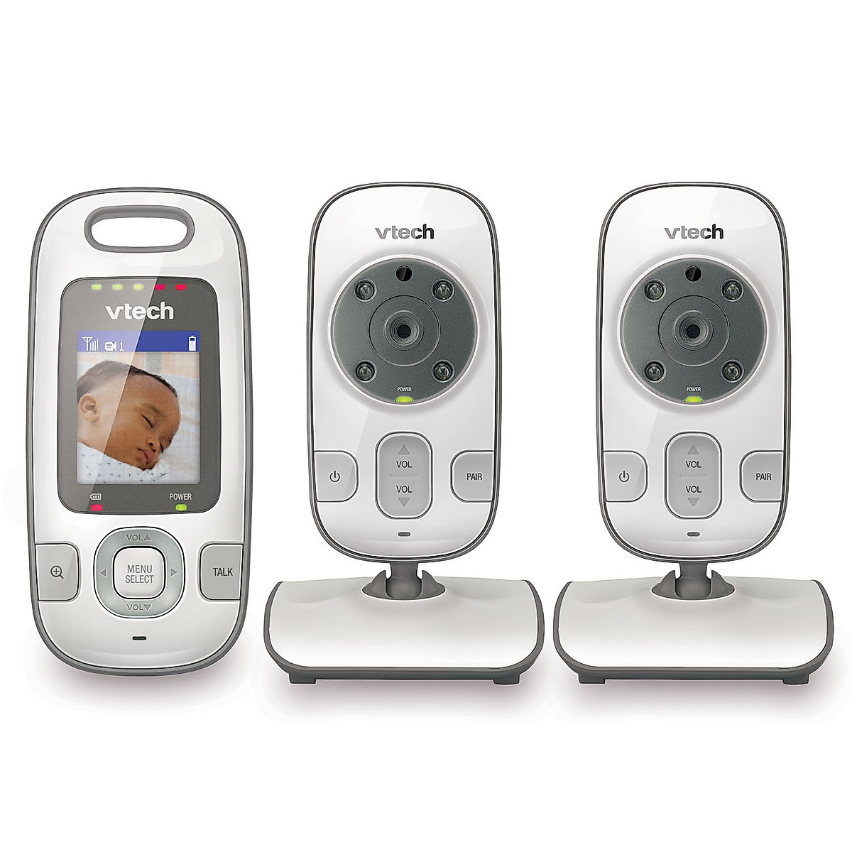VTech BV73122GY Digital Video Baby Monitor with 2 Cameras and Automatic Night Vision, Gray