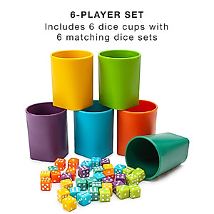 Brybelly Farkle with Friends - 2-6 Player Dice Game for Family Game Night - Includes 6 Dice Cups, 36 Dice, Scorecards, and Instructions