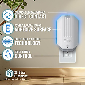 Zitto Home Fly Trap Indoor Starter Kit (1 Device & 1 Refill), Long Lasting Indoor Fly Trap for Home, Captures Flies, Moths, Fruit Flies, Gnats, Flying Insect Trap Indoor Plug in 24/7 UV Light