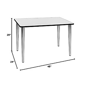 Regency Kahlo Tapered Leg Rectangular Multipurpose Table, 48" x 24", White/Chrome