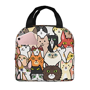 MDMEI Cartoon Cat Lunch Bag for Girls Kids School Insulated Picnic Box for Women Girls Reusable Thremal Washable Meal Pail