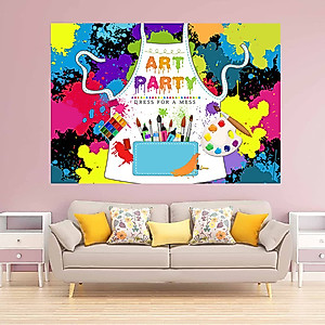 Avezano Art Party Backdrops Artist Theme Birthday Banner Decorations for Kids Art Let's Painting Dress for Mess Party Background Supplies 7x5ft