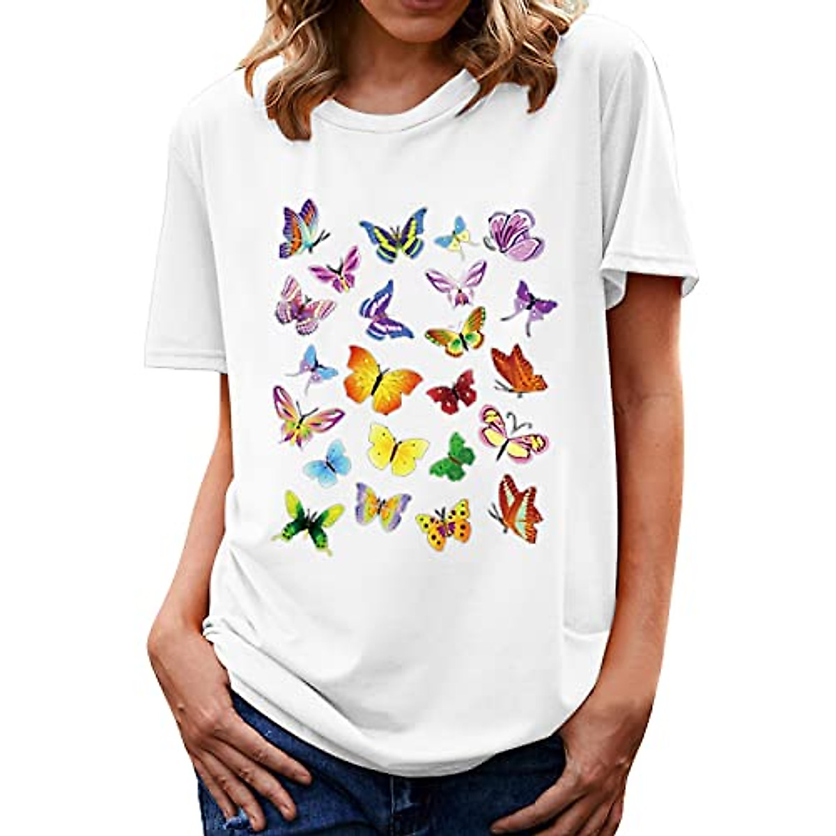 Women's Summer Tshirt Tops Short Sleeve Graphic Casual Tshirt White