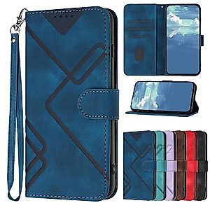 JLHYYXH Case for Sony Xperia 1 III, Geometric Space Credit Card Slot Wallet Case Magnetic Kickstand Shockproof Flip Cover Case for Sony Xperia 1 III-Royal Blue