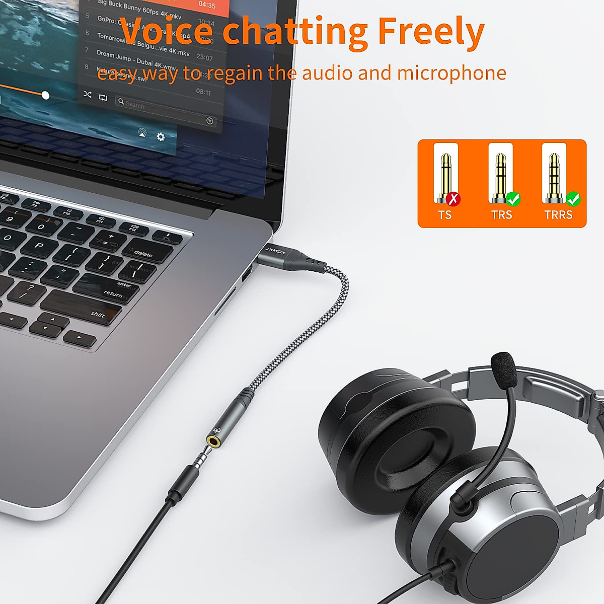 USB to 3.5mm Jack Audio Adapter,USB to Audio Jack Adapter Headset,USB-A to 3.5mm TRRS 4-Pole Female, External Stereo Sound Card for Headphone, Mac, PS4, PS5,PC, Laptop, Desktops and More [6 inch]