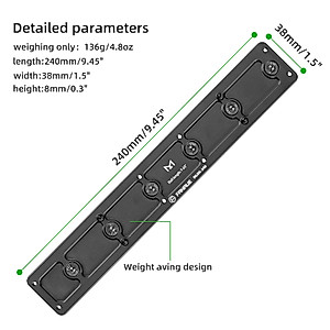 FANAUE MLok Arca Rail Tripod Mount Adapter Compatiable Arca-Swiss/RRS Dovetail Tripod Ballhead Quick Release Plate (MLOK-240)