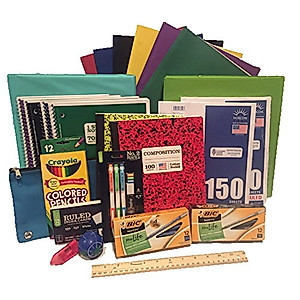Secondary School Supply Pack - 25 Essential Items for College, High School or Middle School. Includes Pencils, Paper, Binders, Notebooks, Folders and More! 25 Piece Bundle