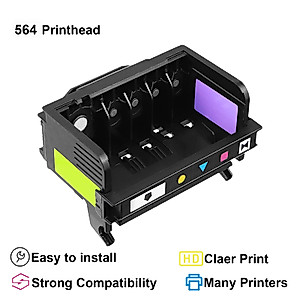 Ademon 564 Printhead 5-Slot Replacement for HP 564 564XL 5-Slot CN642A CB326-30002 for HP Photosmart 7520 7510 7525 7515 C6340 D7560 C6350 Printer Printhead(1 Pack), Black