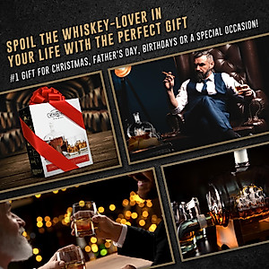 Atterstone Barrel Whiskey Decanter Set. Bourbon, Scotch, Brandy, Whisky Decanter Set. 2 Heavy Crystal Whiskey Glasses, 9 Chilling Whisky Stones & Funnel for Liquor - 1000ml Whiskey Barrel Decanter