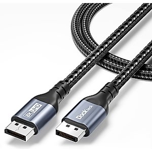dockteck 8K DisplayPort Cable 1.4 10FT, DP to DP UHD Speed Display Port Cord, Cable Support HBR3 32.4Gbps HDCP Braided Cable for TV FreeSync G-Sync Gaming Monitor PC Laptop